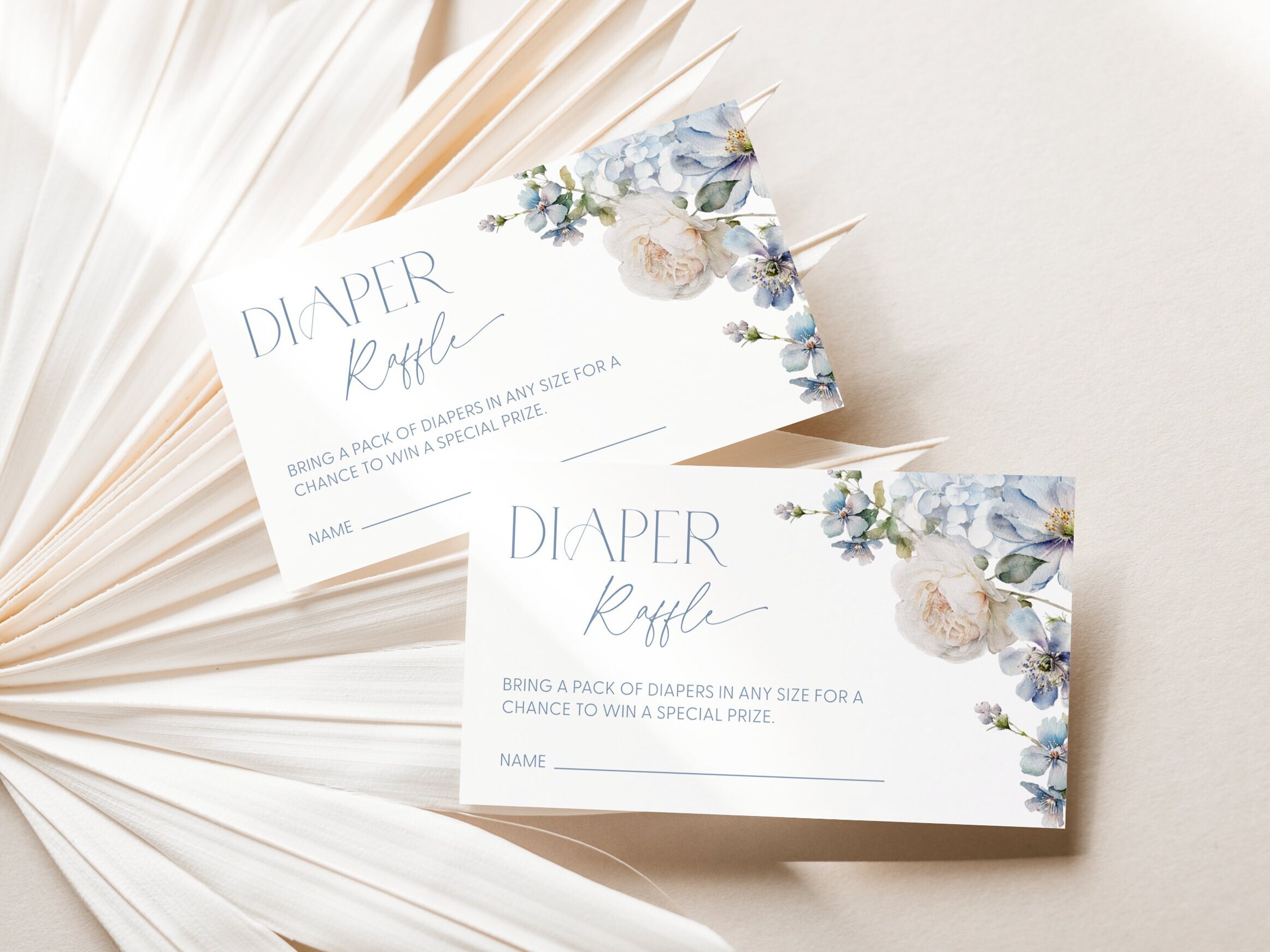Dusty Blue Floral Diaper Raffle Baby Shower Sign Blue Diaper Raffle ...