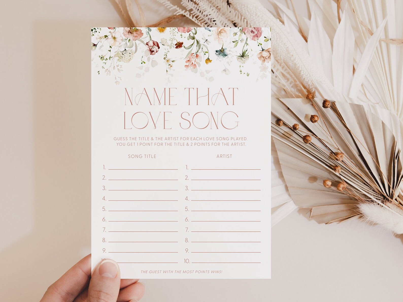 Chic Floral Name That Love Song Game Template Guess the Love Song ...