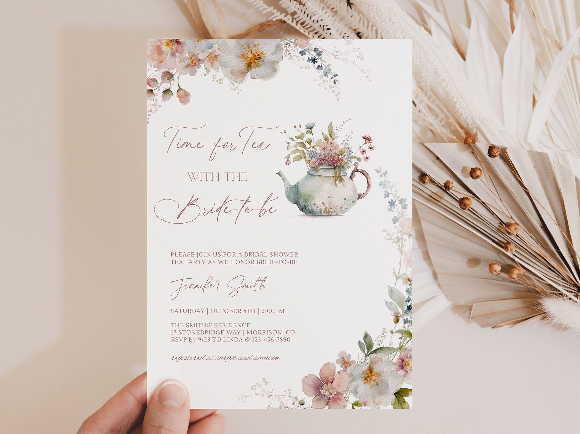 Time for Tea With the Bride to Be Invitation Template Editable Bridal ...