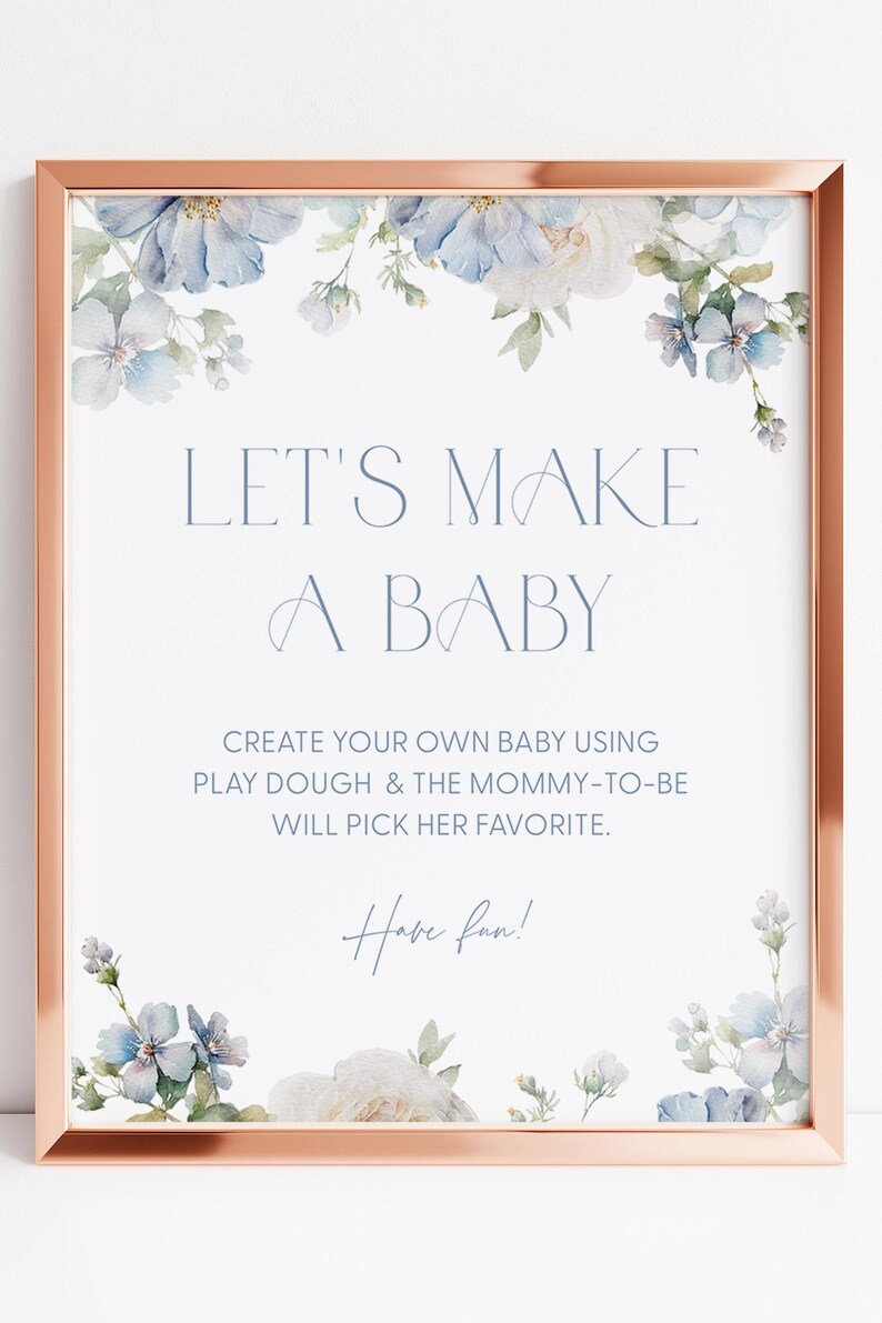 Dusty Blue Floral Let's Make A Baby Game Play Dough Baby Game Dusty ...