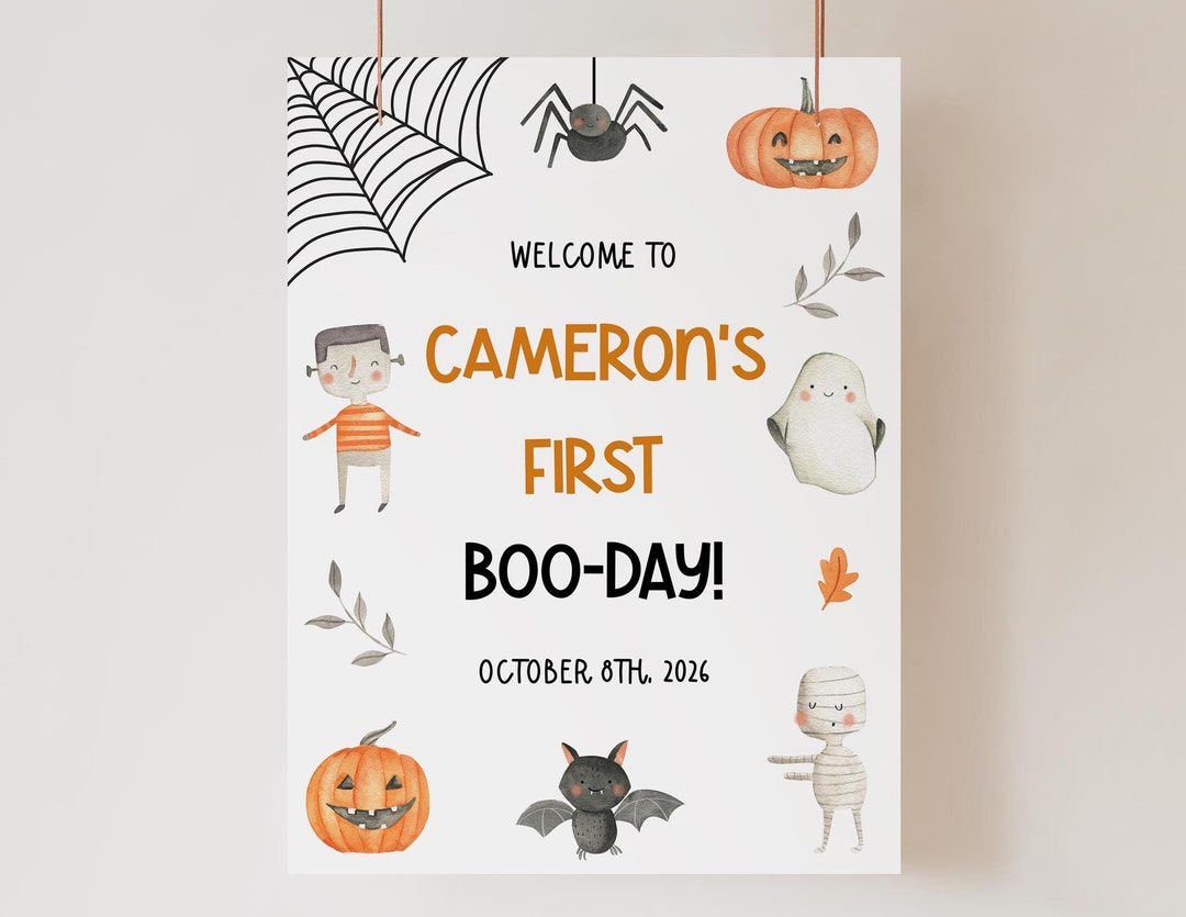 Halloween First Birthday Welcome Sign Halloween Birthday Sign Halloween ...