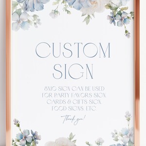 Dusty Blue Floral Custom Sign Template Fully Editable Custom Sign Dusty ...