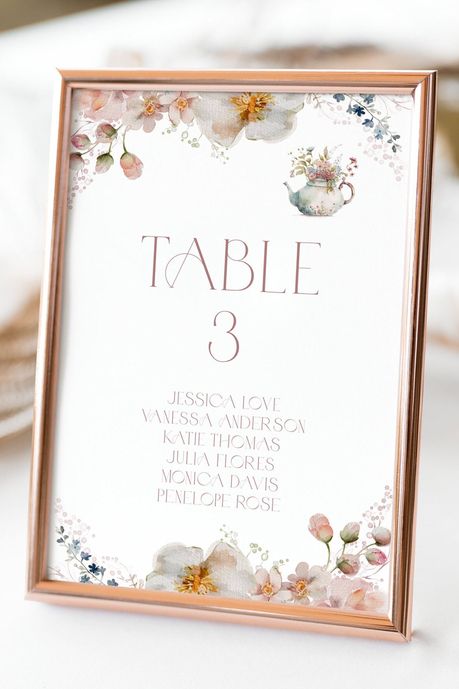 Floral Tea Party Table Number Signs Tea Party Table Numbers Sign ...