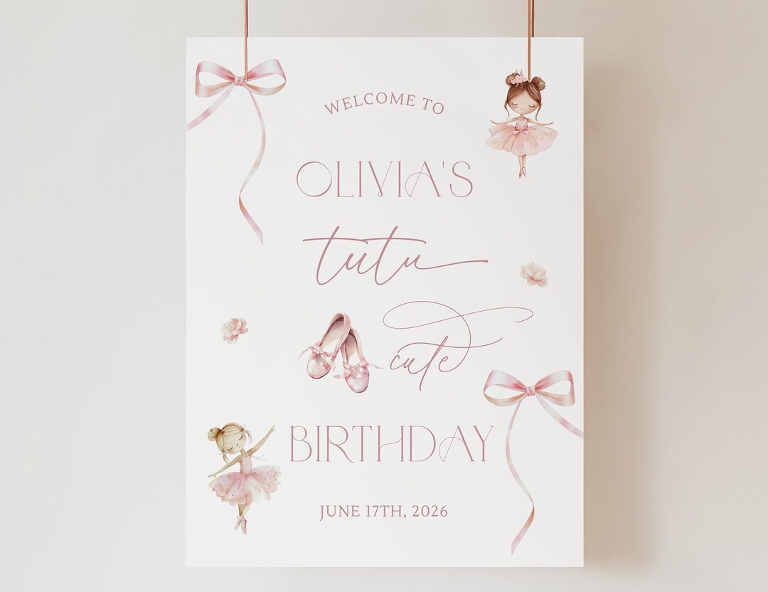 Tutu Cute Birthday Welcome Sign Ballerina Birthday Welcome Sign Tutu ...