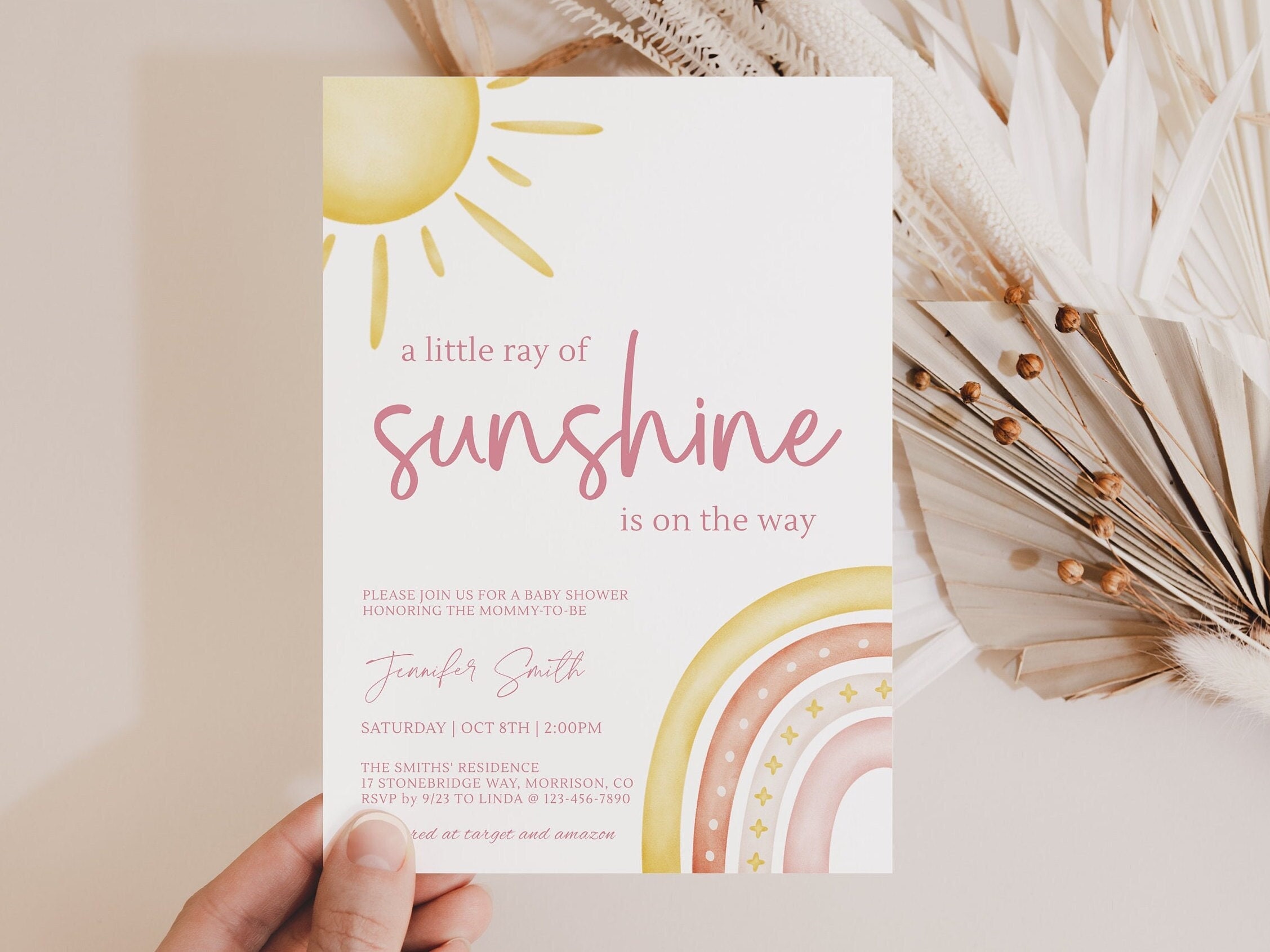 Sunshine Baby Shower Invitation Sunshine Shower Invitation A Little Ray ...