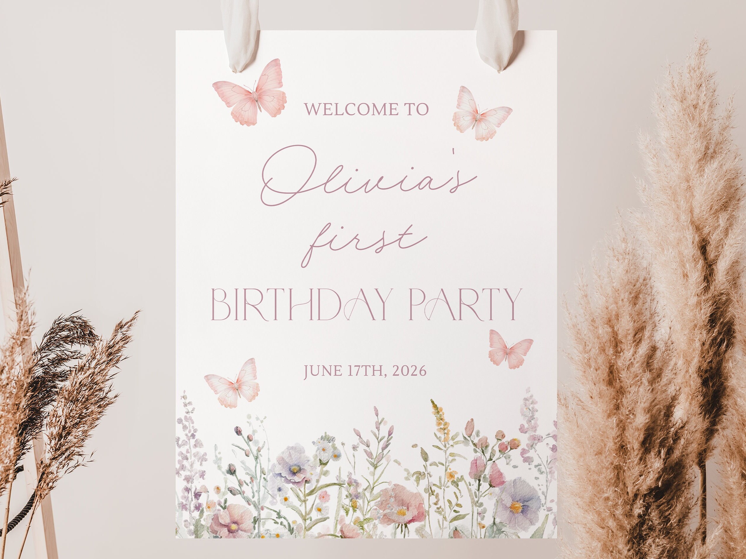Butterfly First Birthday Welcome Sign Butterfly Birthday Sign Butterfly ...