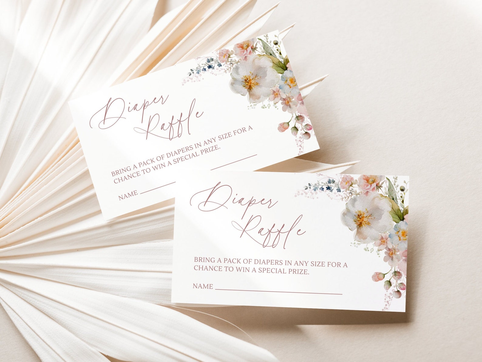 Floral Garden Diaper Raffle Card Insert Baby Shower Diaper Raffle ...