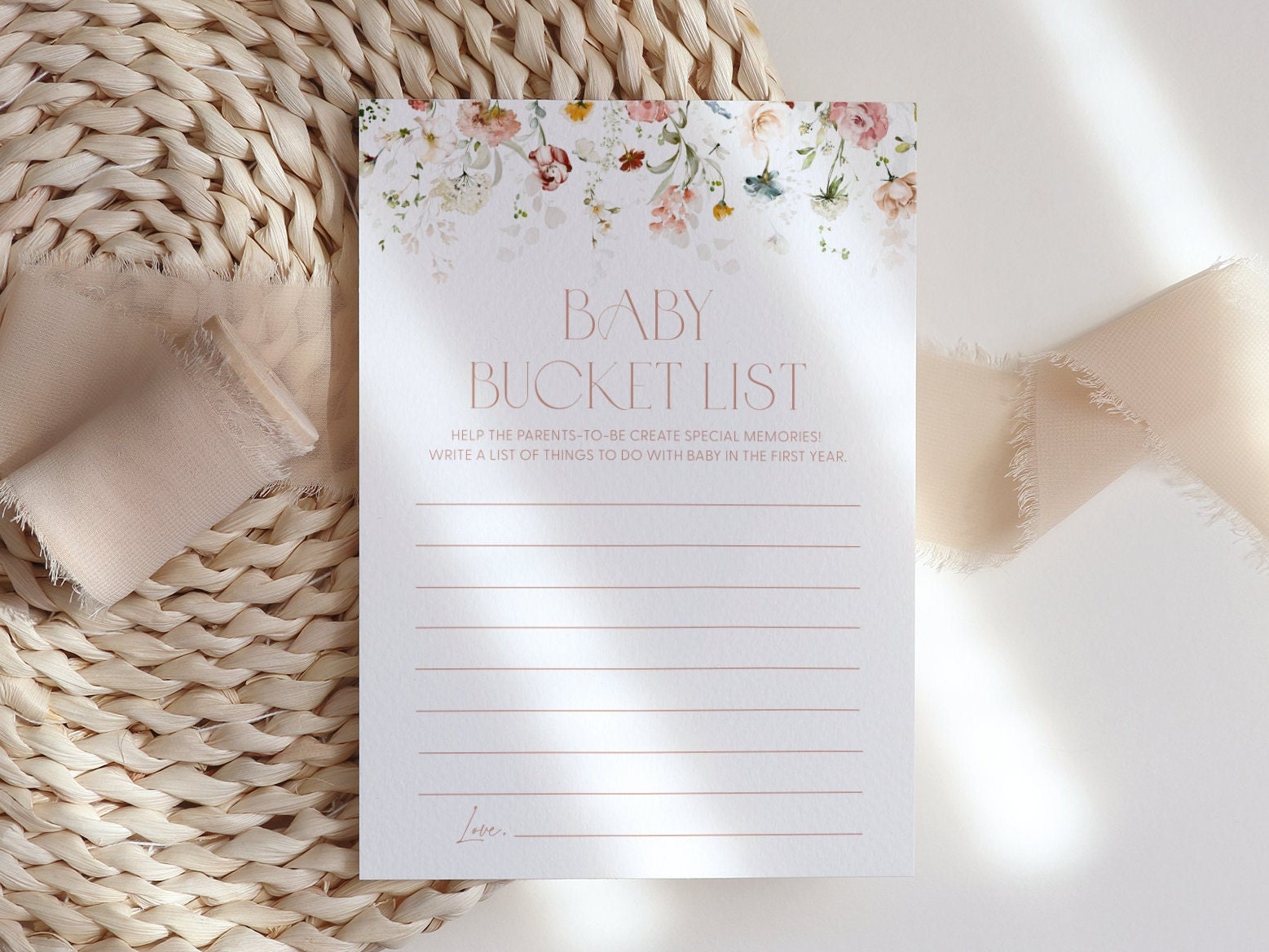 Chic Floral Baby Bucket List Baby Shower Game Baby Bucket List Floral ...