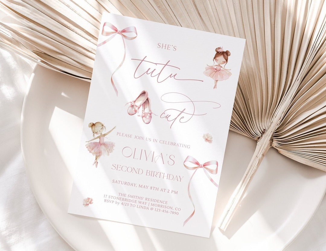 Tutu Cute Birthday Invitation Girl 2nd Birthday Invitation Ballerina ...