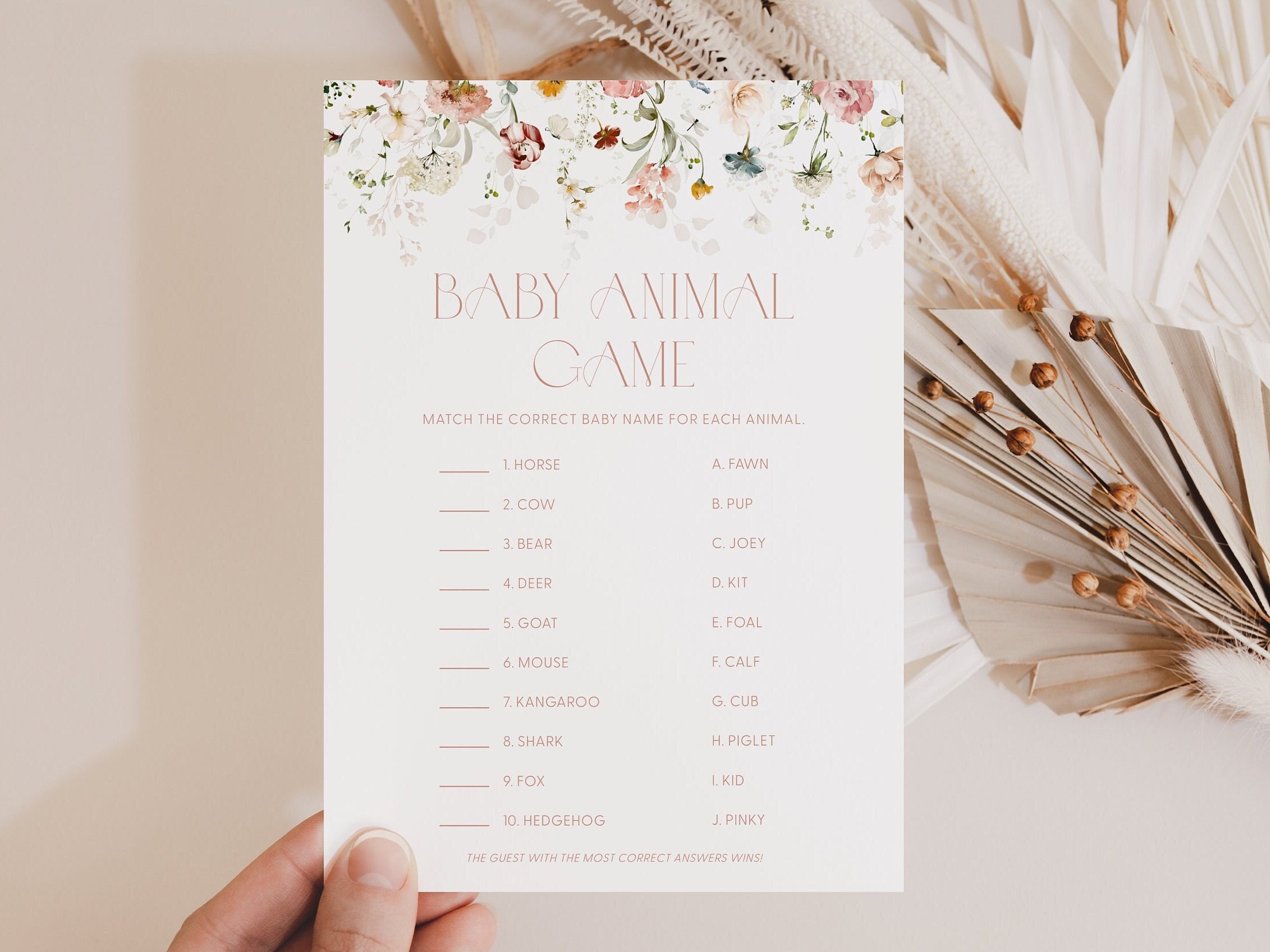 Chic Floral Baby Animal Baby Shower Game Baby Animal Game Printable ...