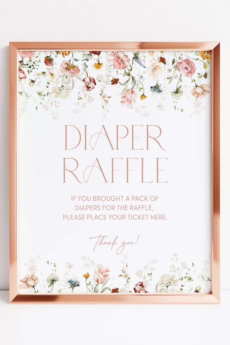 Chic Floral Diaper Raffle Baby Shower Sign Floral Diaper Raffle Sign ...