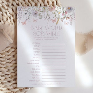 Butterfly Baby Word Scramble Butterfly Baby Shower Game Baby Word ...