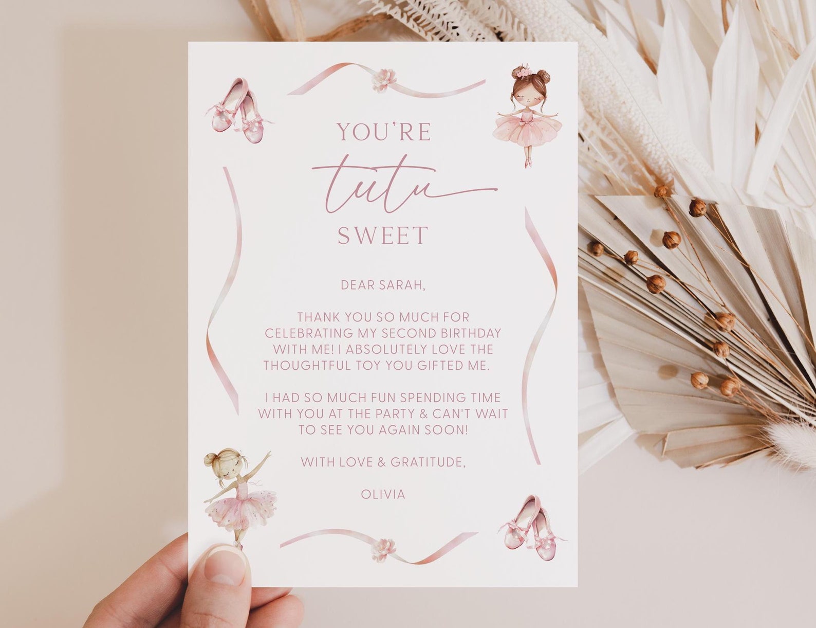 Tutu Sweet Thank You Card Ballerina Thank You Card Tutu Kind Thank You ...