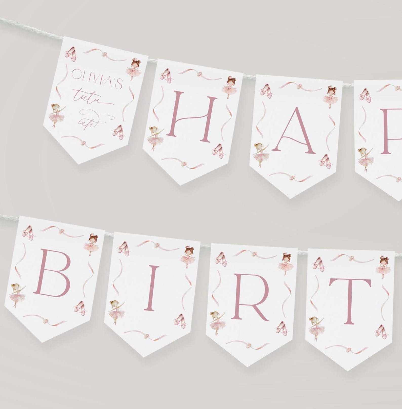 Tutu Cute Birthday Banner Printable Ballerina Birthday Banner Tutu ...