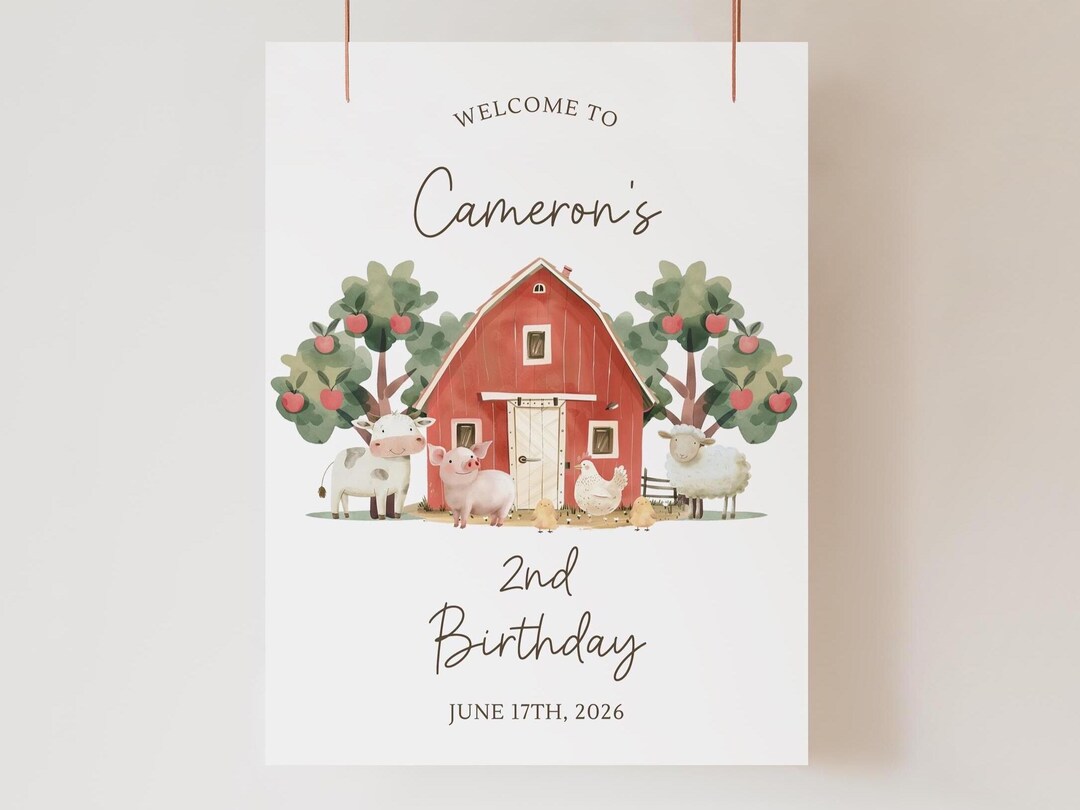 Animal Farm Birthday Welcome Sign Farm Bday Sign Farm Birthday Welcome ...