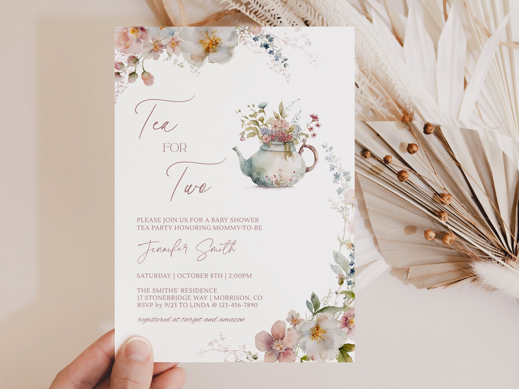 Tea for Two Invitation Baby Shower Tea Party Invite Baby Shower Tea ...