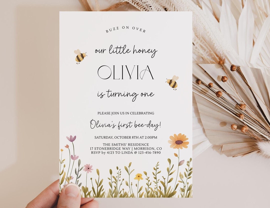 Bee First Birthday Invitation Our Little Honey First Birthday ...