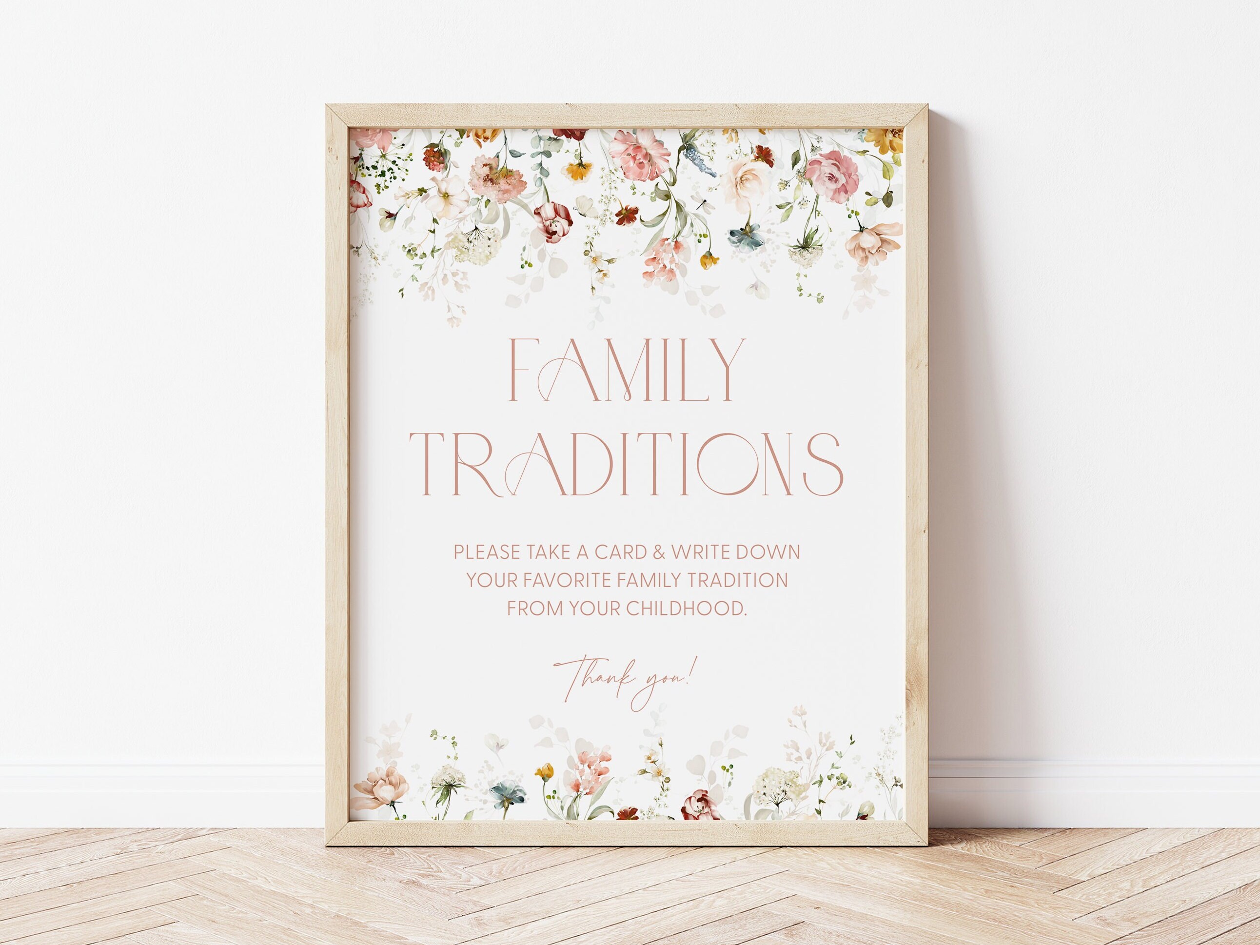Chic Floral Family Traditions Baby Shower Sign Family Traditions Sign ...