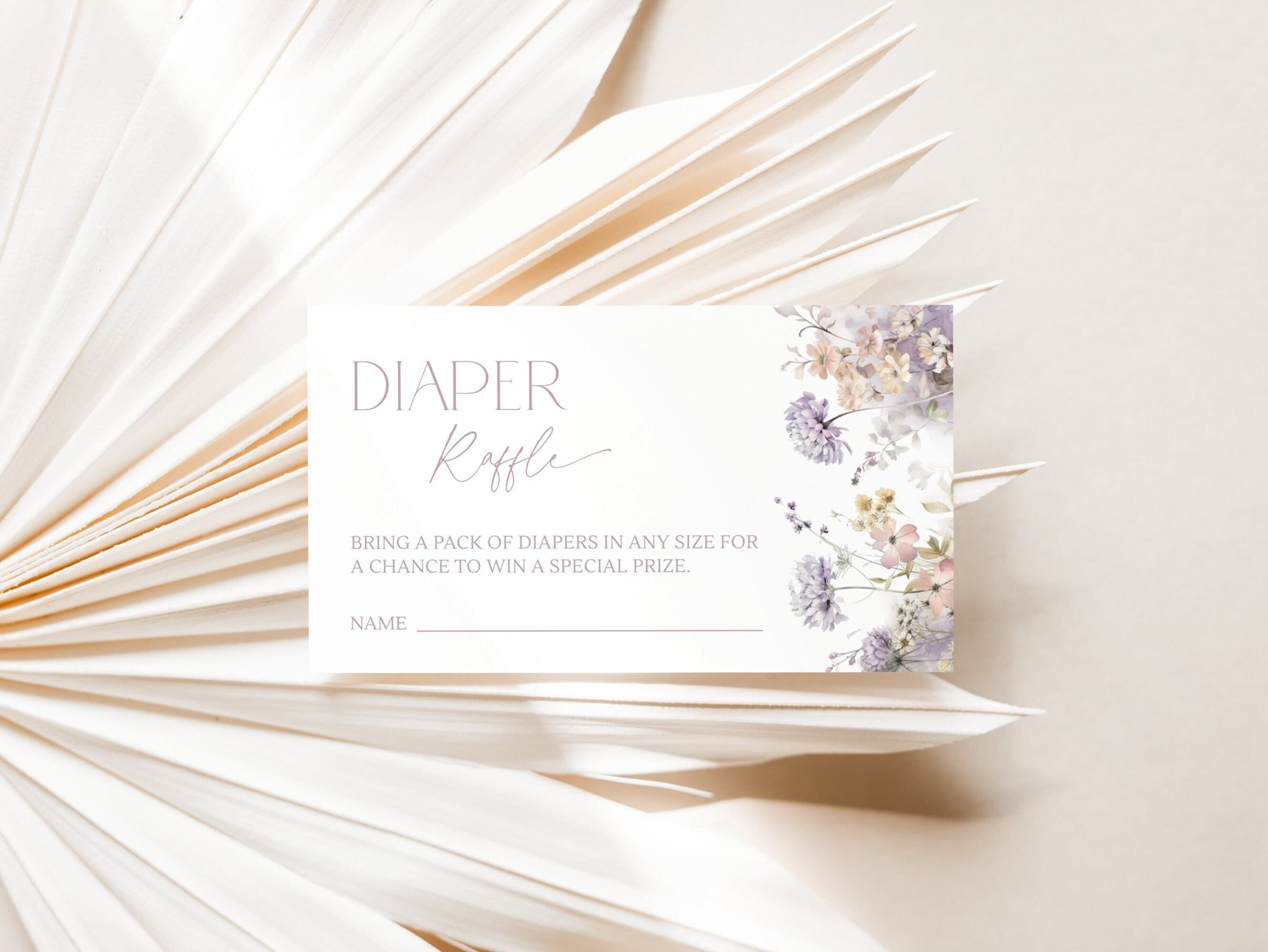 Purple Spring Floral Diaper Raffle Card Baby Shower Diaper Raffle ...