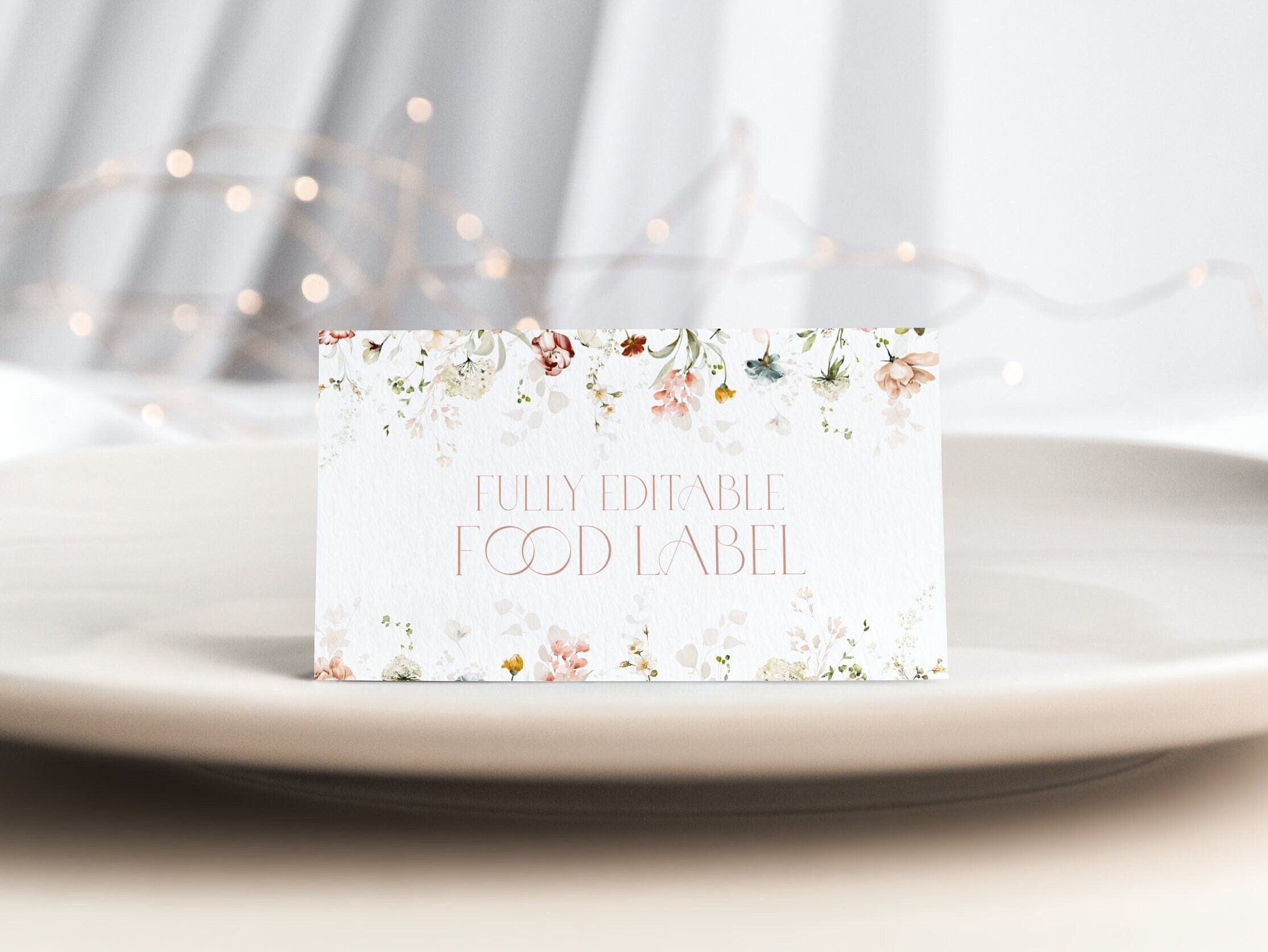 Chic Floral Food Label Template Floral Food Label Card Pink Wedding ...