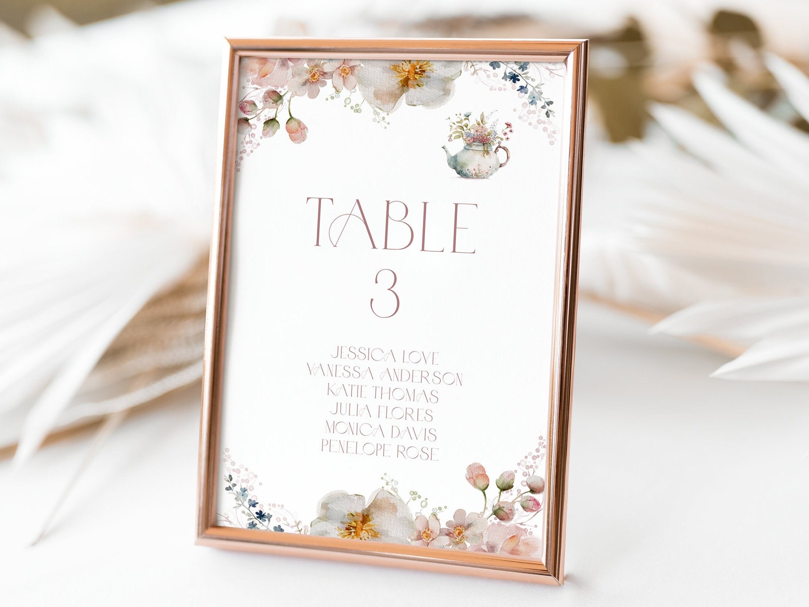 Floral Tea Party Table Number Signs Tea Party Table Numbers Sign ...