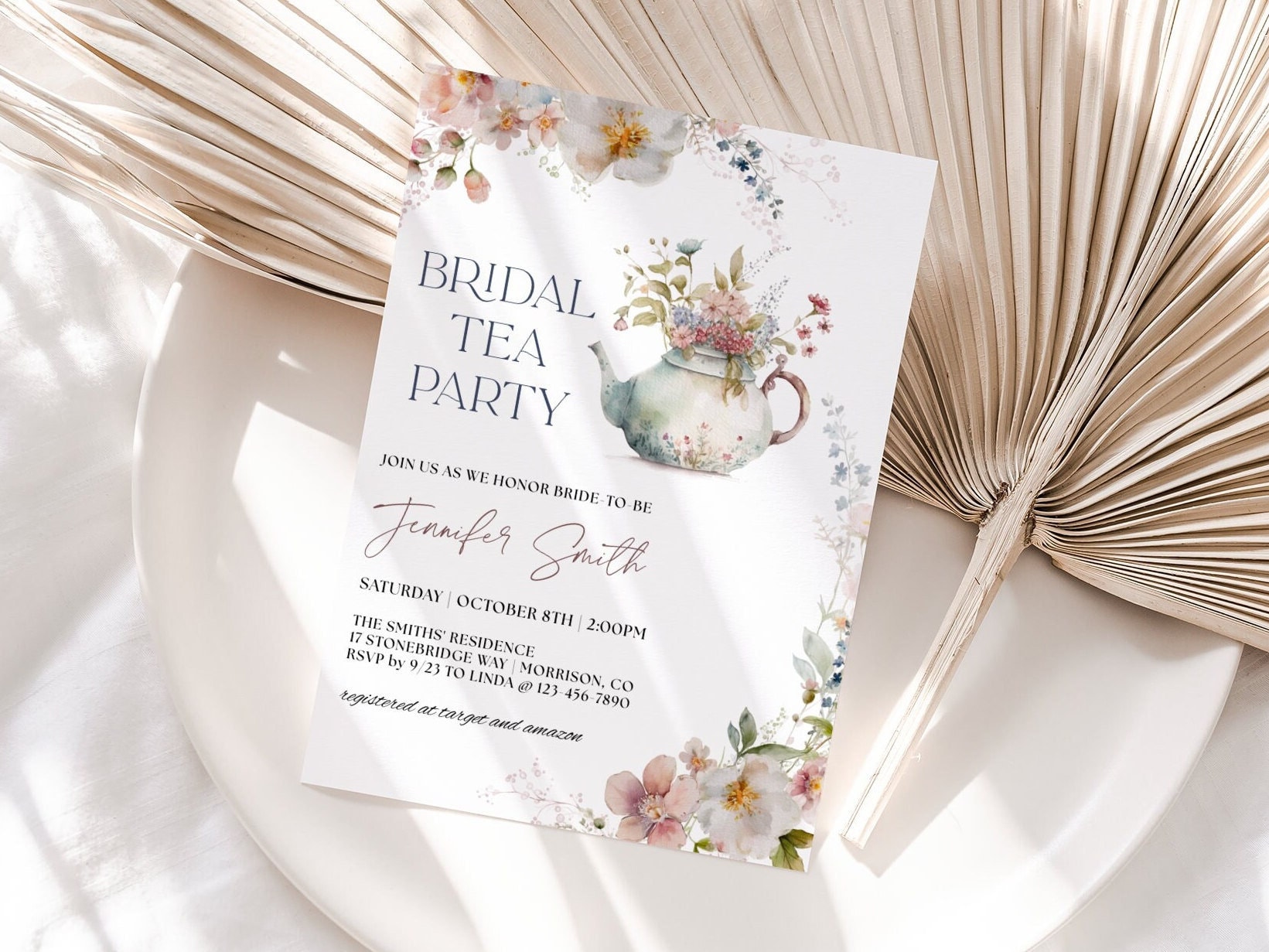 Floral Bridal Tea Party Invitation Template Editable Printable Bridal ...