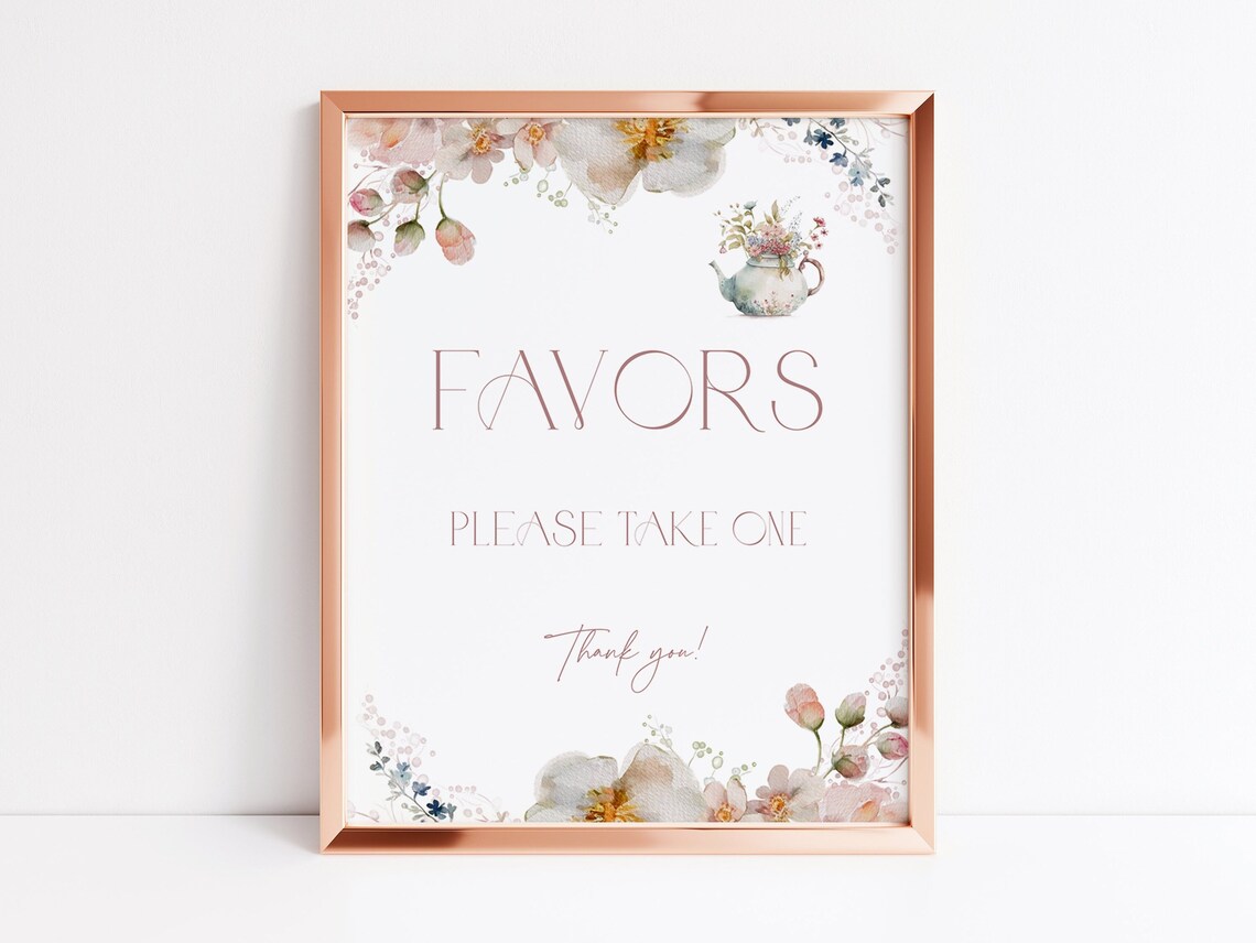 Floral Tea Party Favor Sign Tea Party Favor Sign Tea Party Favors Sign ...