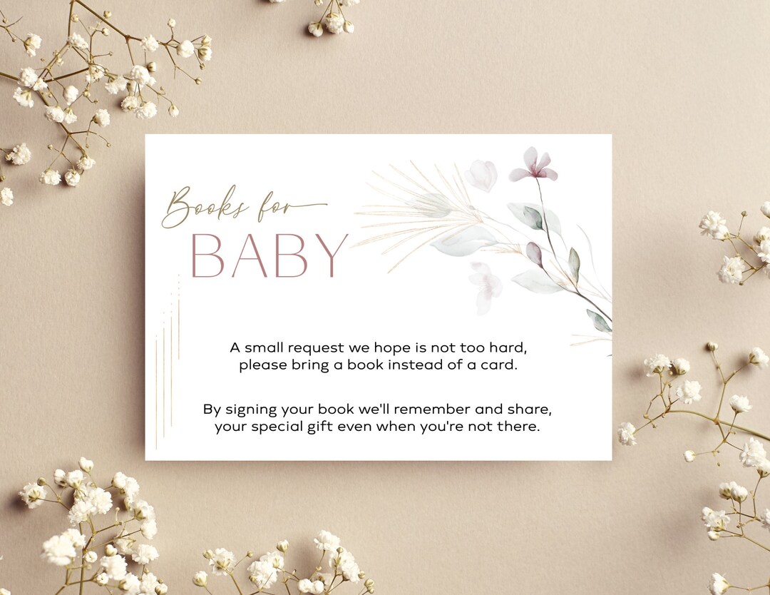 Editable Books for Baby Card Insert | Baby Shower Bring Book Request ...