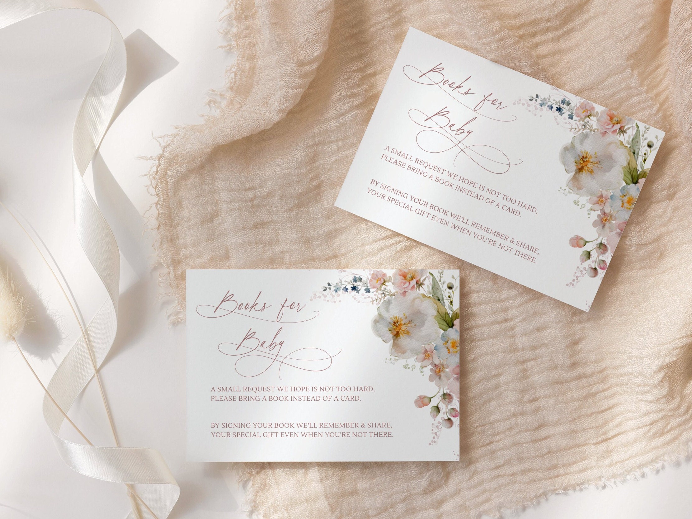 Floral Garden Books for Baby Card Baby Shower Books for Baby Insert ...