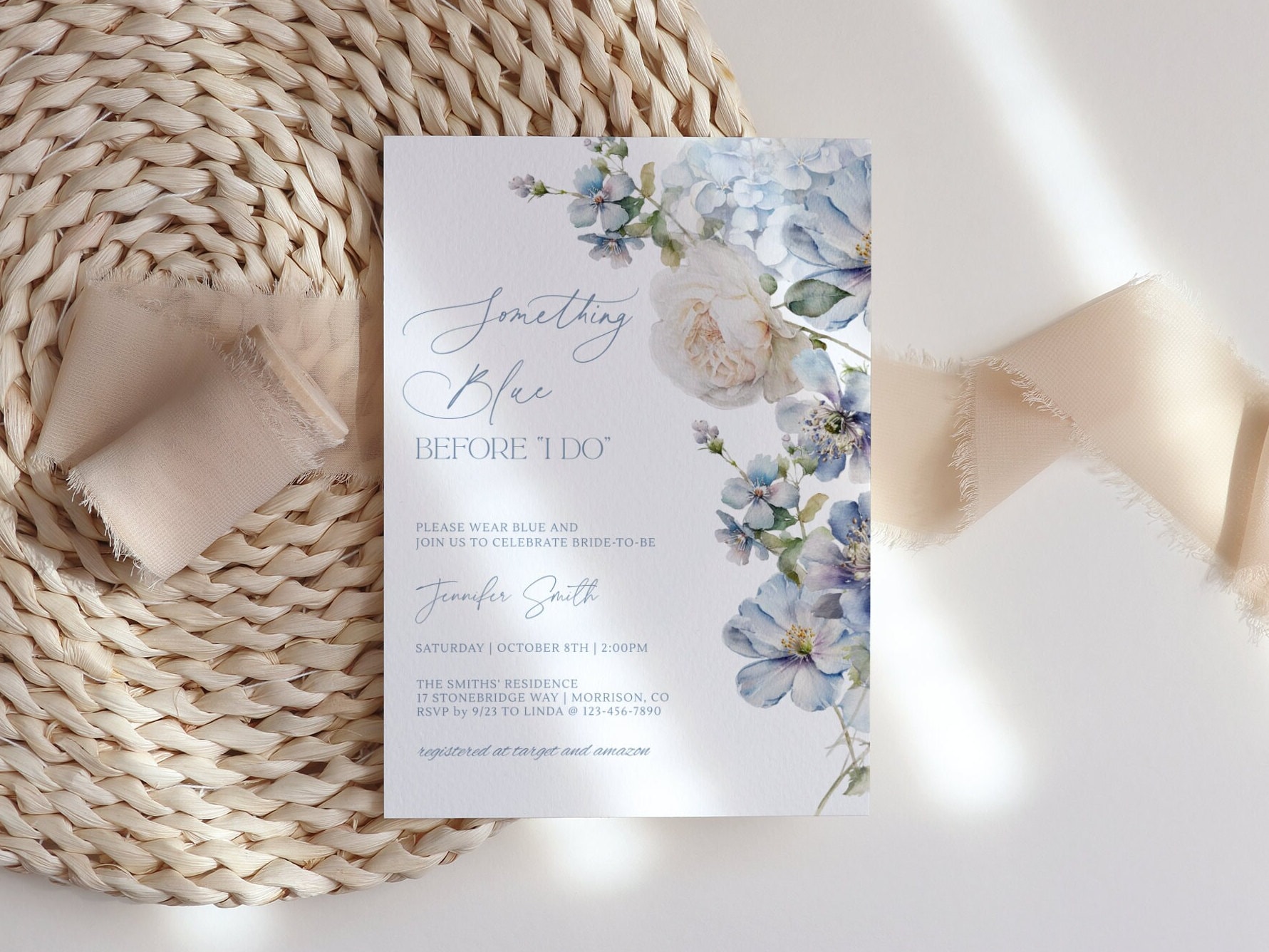Something Blue Before I Do Bridal Shower Invitation Editable - Etsy