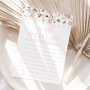 Chic Floral Baby Bucket List Baby Shower Game Baby Bucket List Floral ...