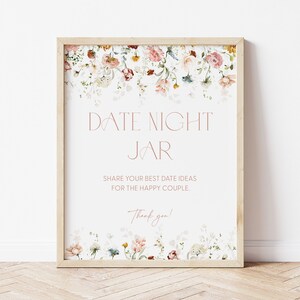 Chic Floral Date Night Jar Bridal Shower Sign Template Date Night ...