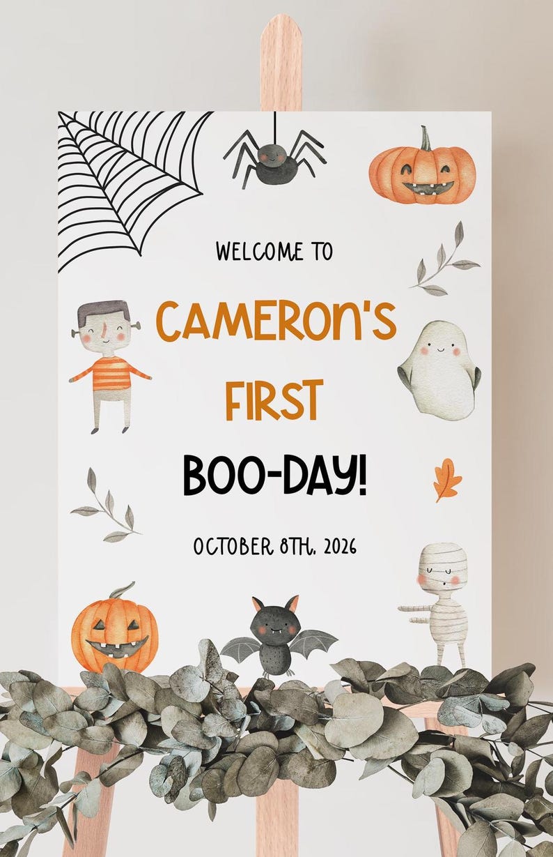 Halloween First Birthday Welcome Sign Halloween Birthday Sign Halloween ...