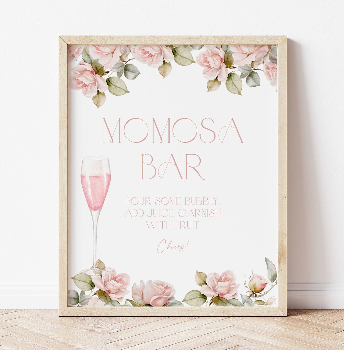 Dusty Pink Rose Momosa Bar Sign Roses Pink Momosa Bar Sign Baby Shower ...