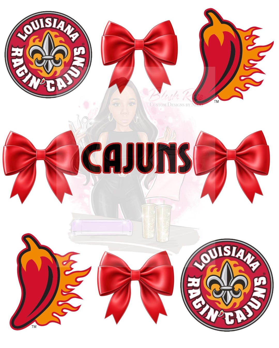 Red Bow Cajuns PNG File - Etsy