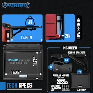 HDPE Folding Side Table Kit - Milwaukee Packout Compatible - Solid ...