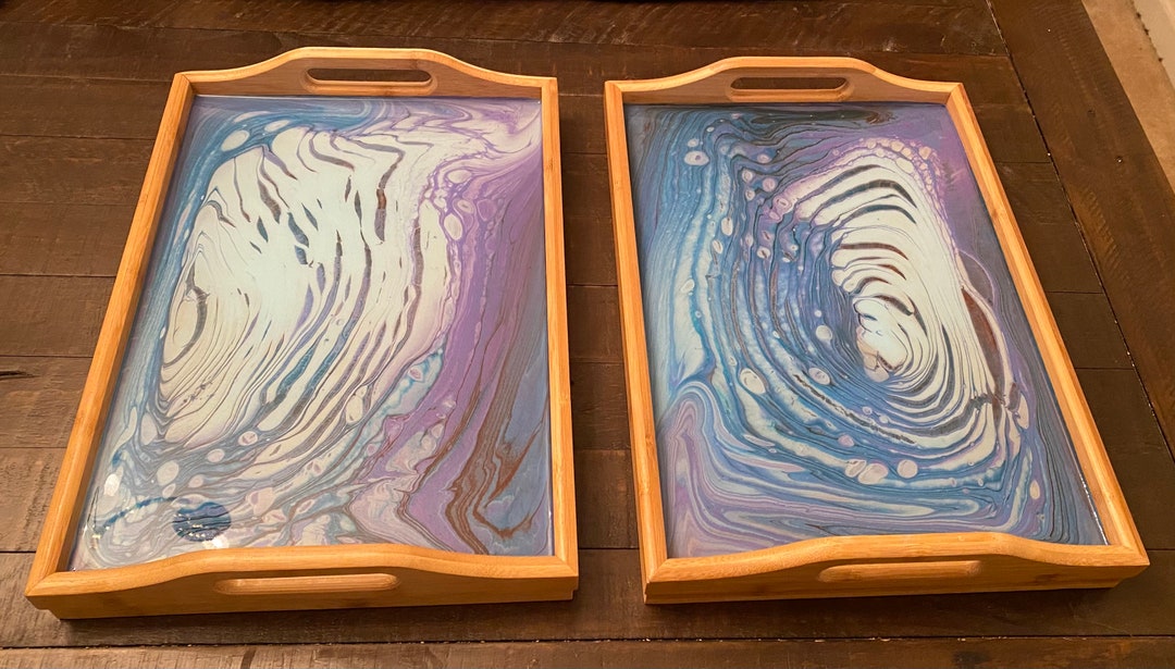 Matching Breakfast Serving Trays - Hand Painted Bamboo Resin - Etsy