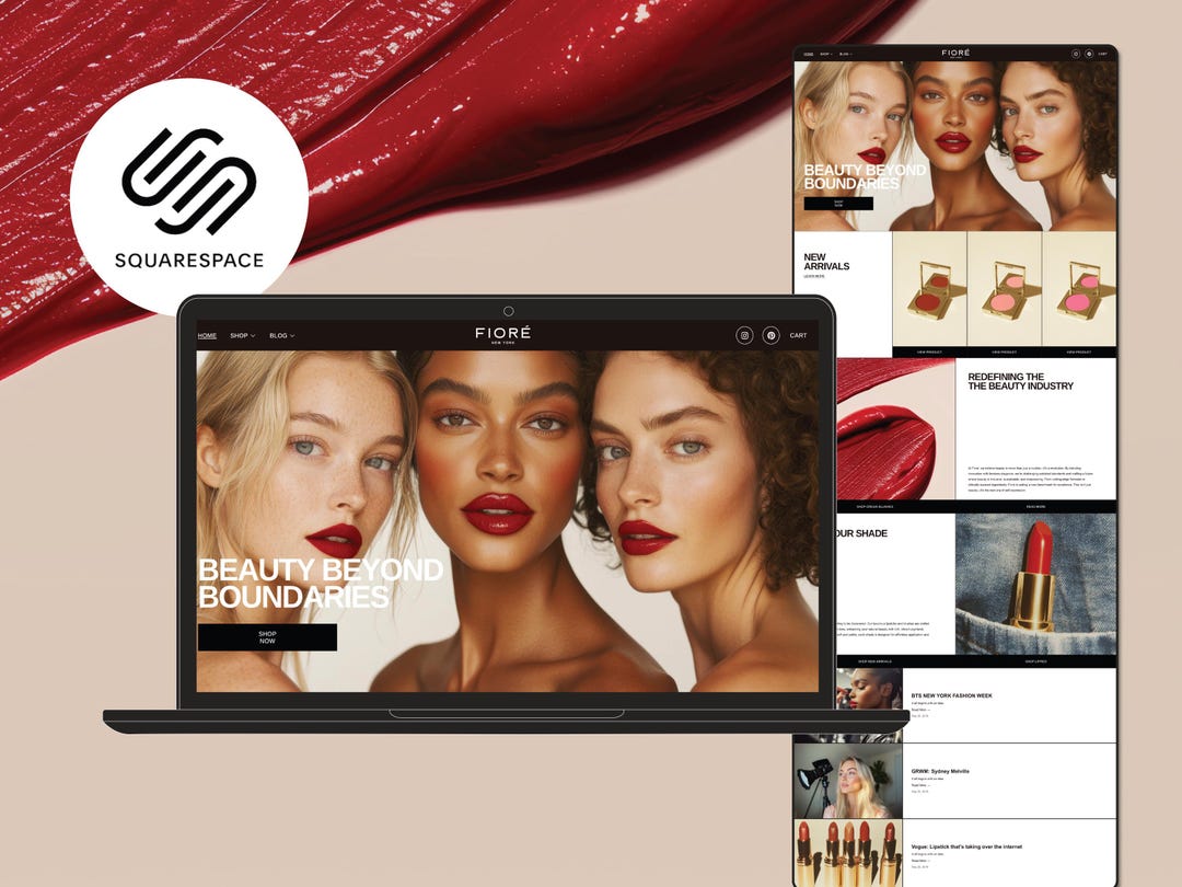 Vogue-inspired Beauty Website Template for Squarespace | Fiore Layout ...