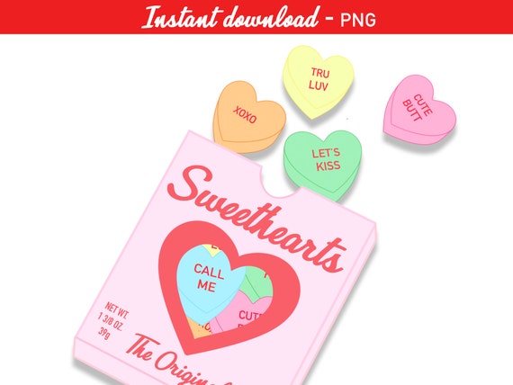 Valentines Candy Conversation Hearts PNG Bundle | Etsy