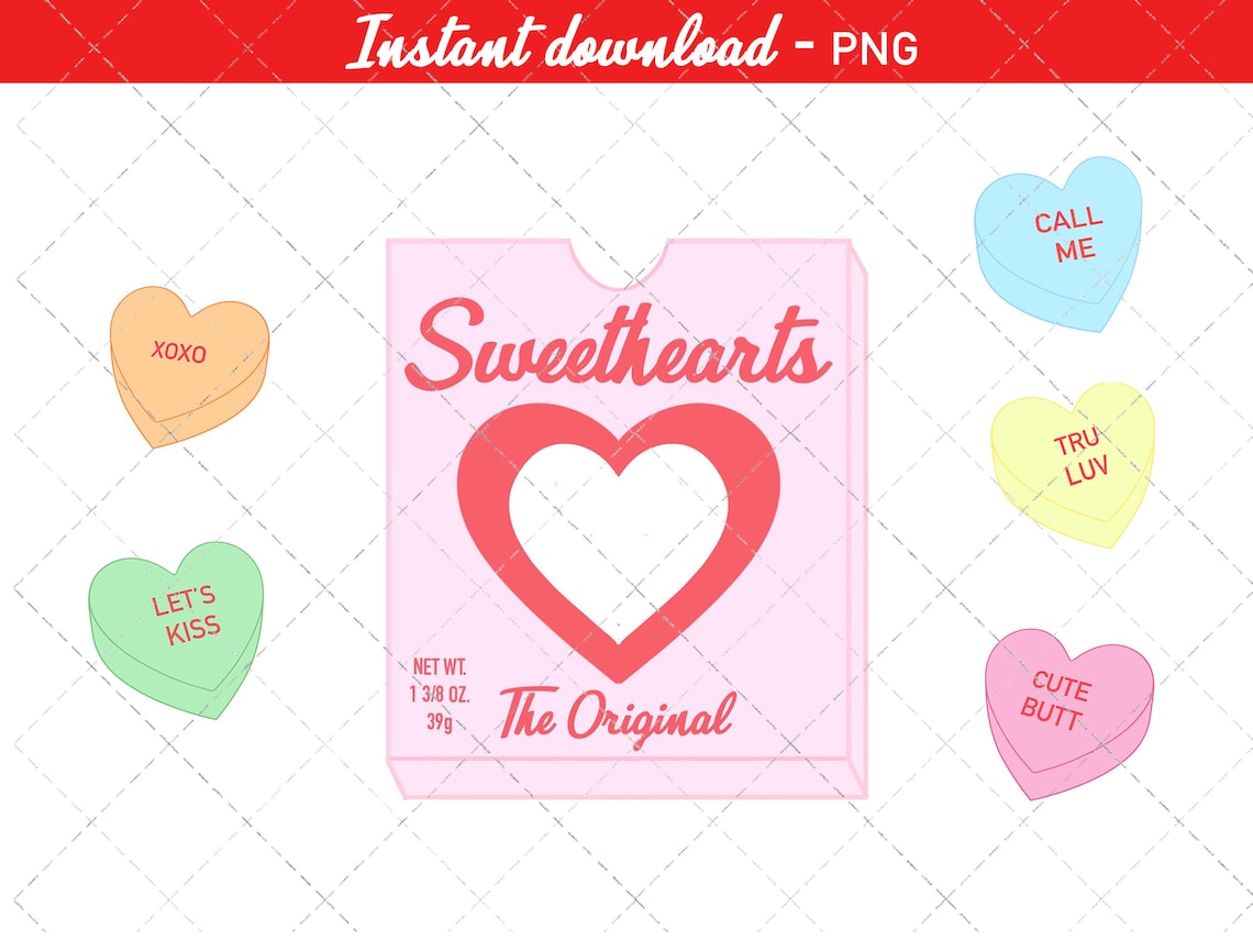 Valentines Candy Conversation Hearts PNG Bundle - Etsy