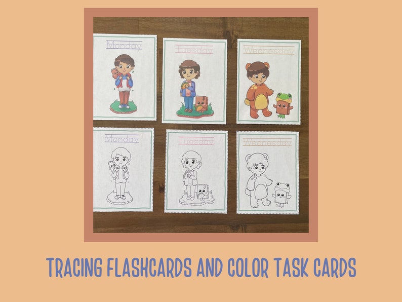 Days of the Week Tracing Flashcards and Task Cards / Preschool ...