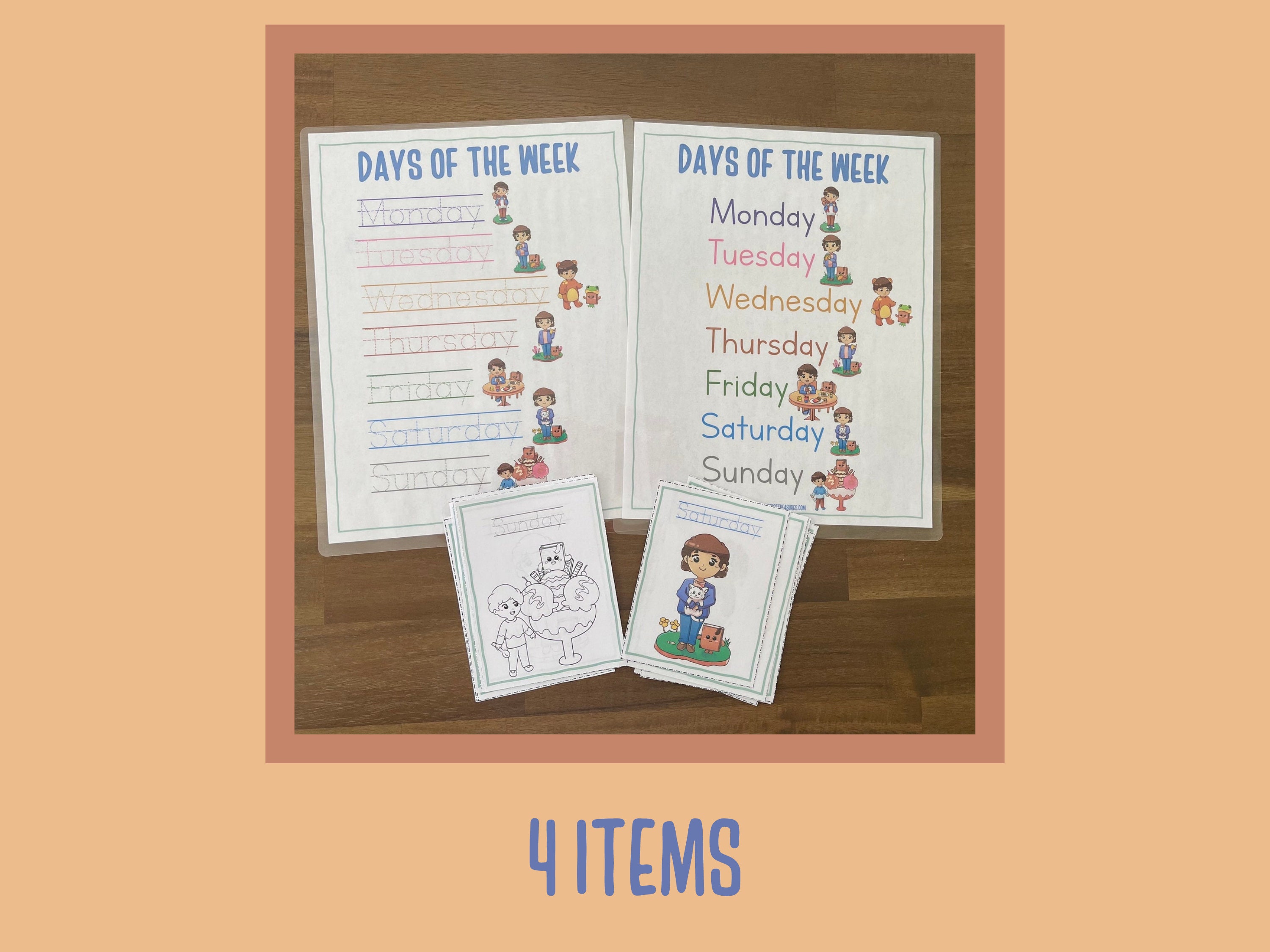 Days of the Week Tracing Flashcards and Task Cards / Preschool ...