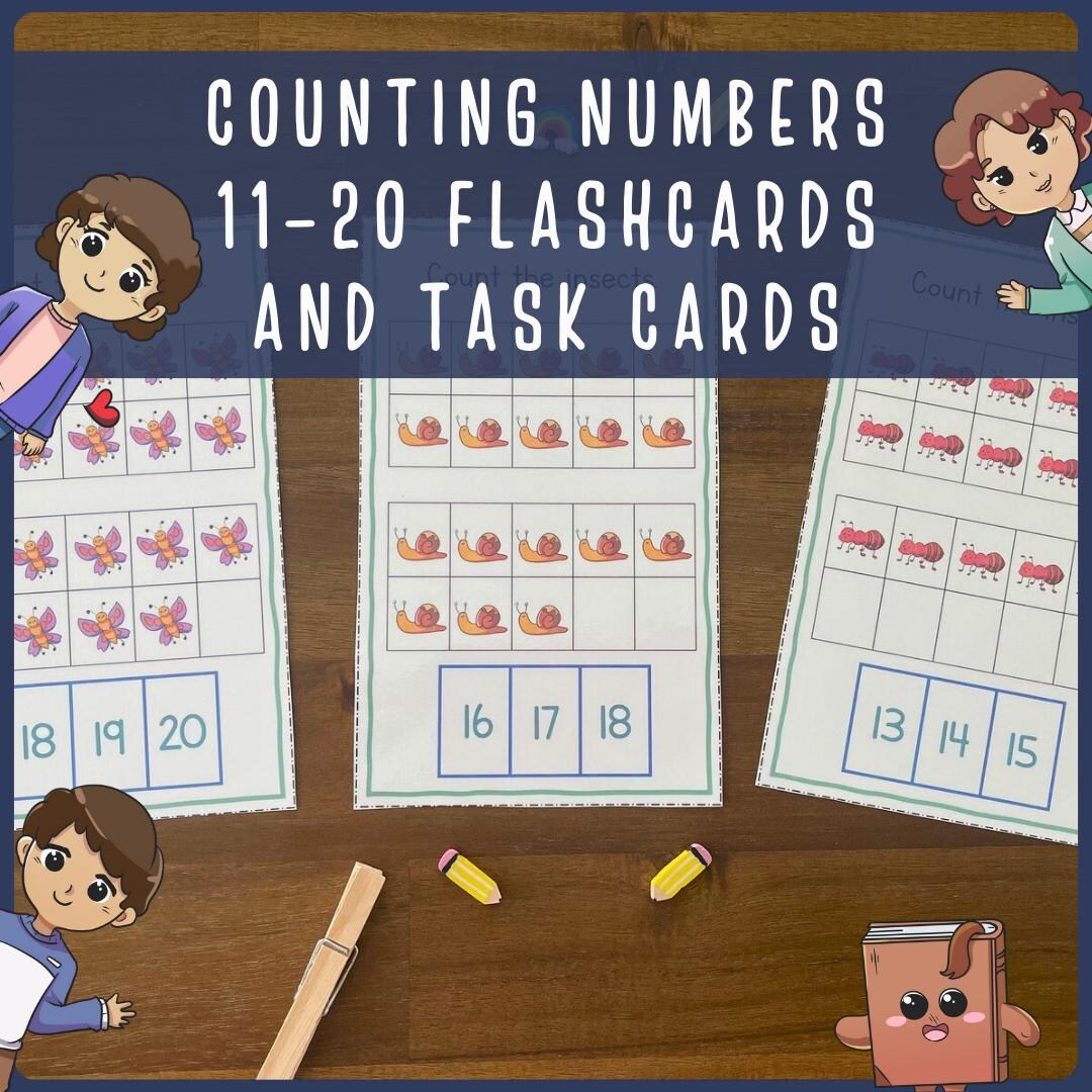 Counting Numbers 11-20 Tracing Flashcards and Task Cards / Preschool ...