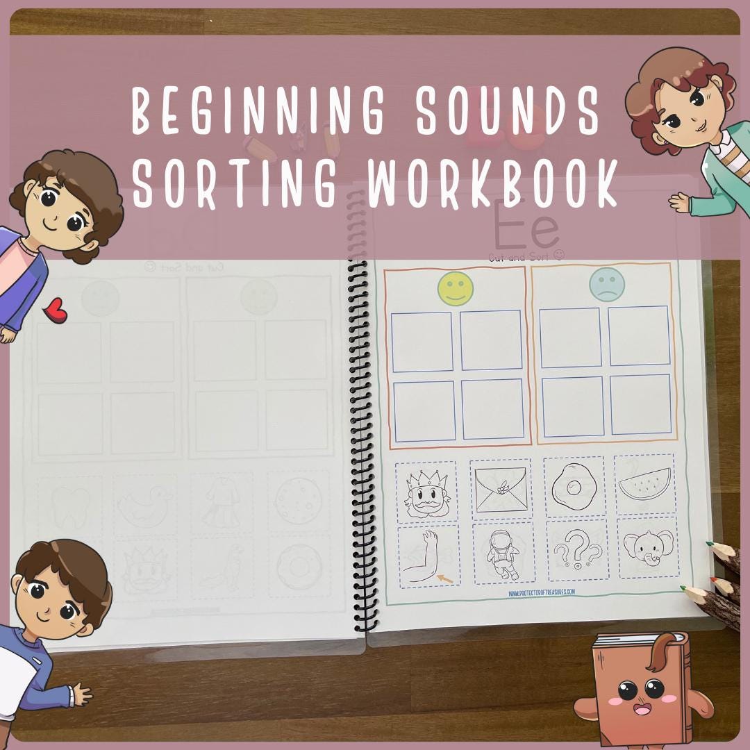 Beginning Sounds Sorting Busy Book / for Homeschool Printable ...