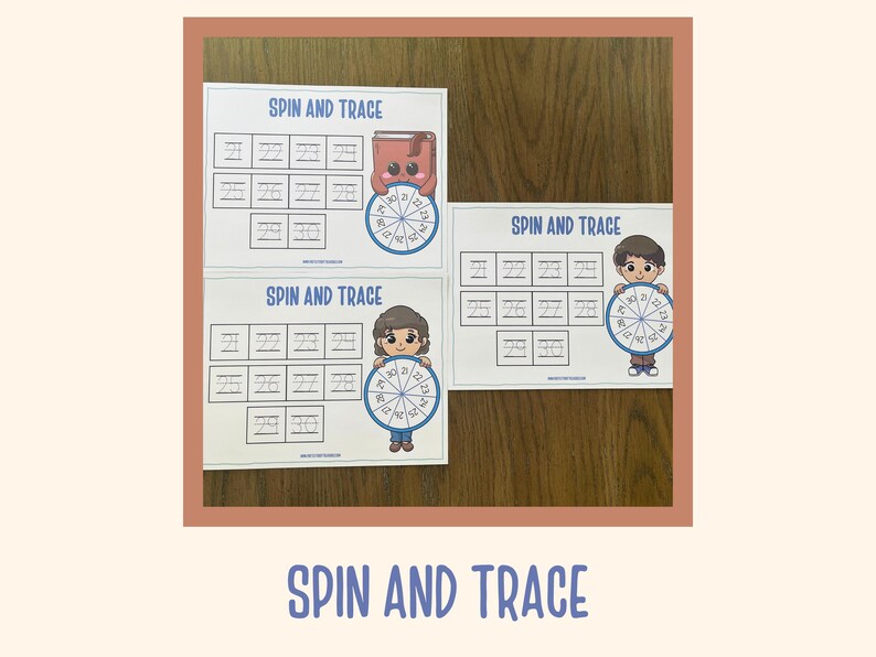 Counting Numbers 21-30 Spin and Trace / Preschool Printables for Math ...