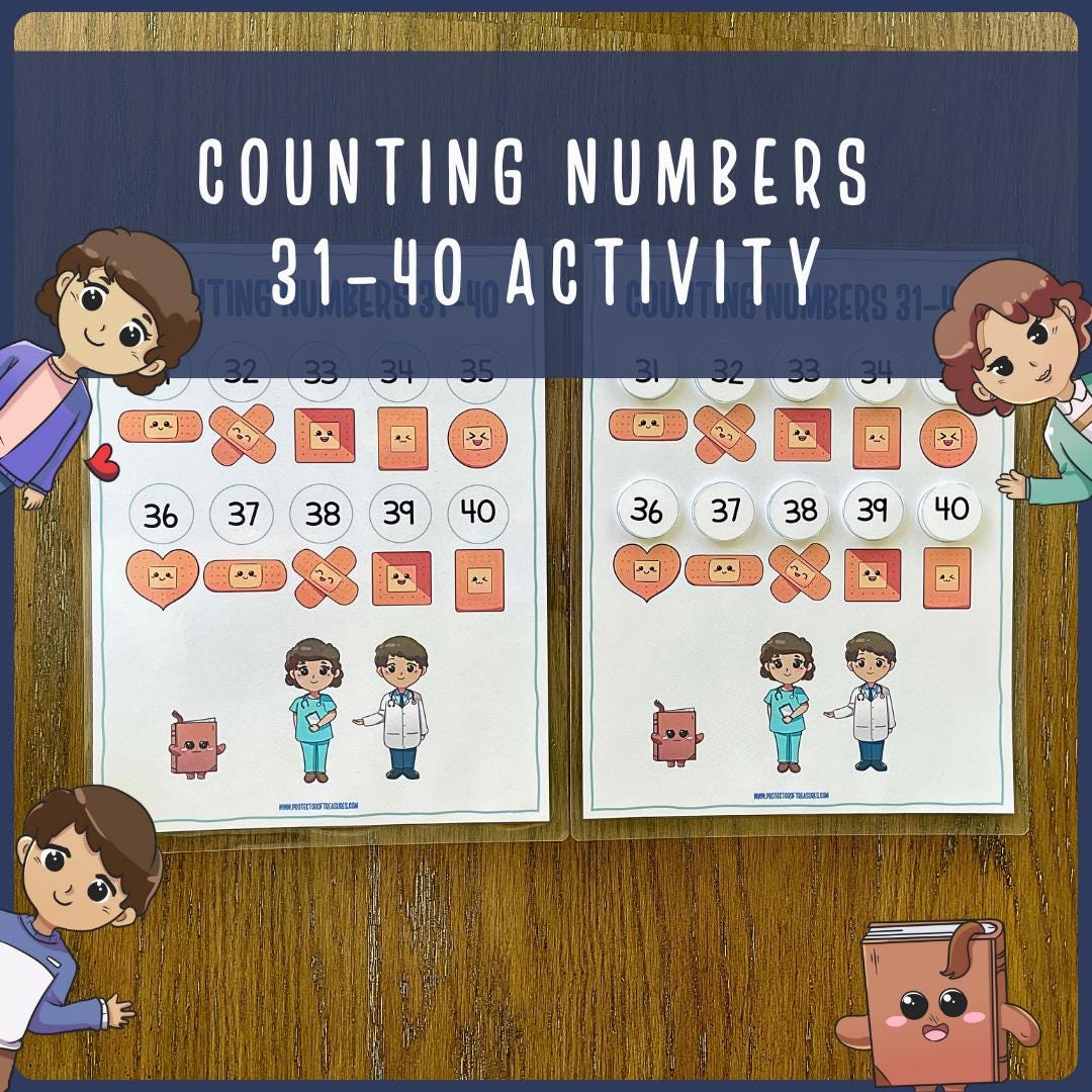 Counting Numbers 31-40 Activity / Preschool Printables for Busy Books ...
