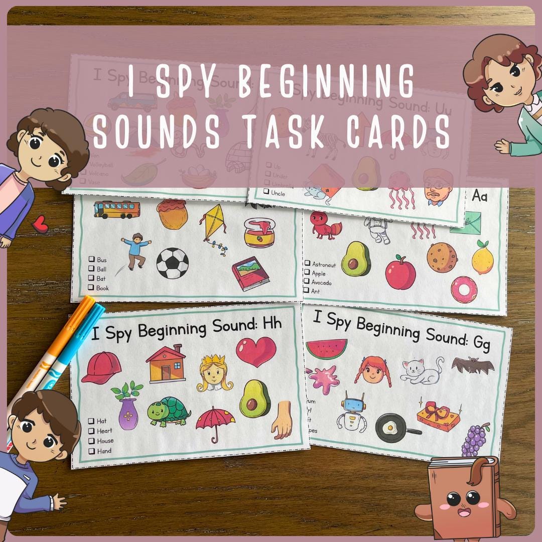 I Spy Beginning Sounds Task Cards / Preschool Printables / Homeschool ...