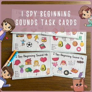 I Spy Beginning Sounds Task Cards / Preschool Printables / Homeschool ...