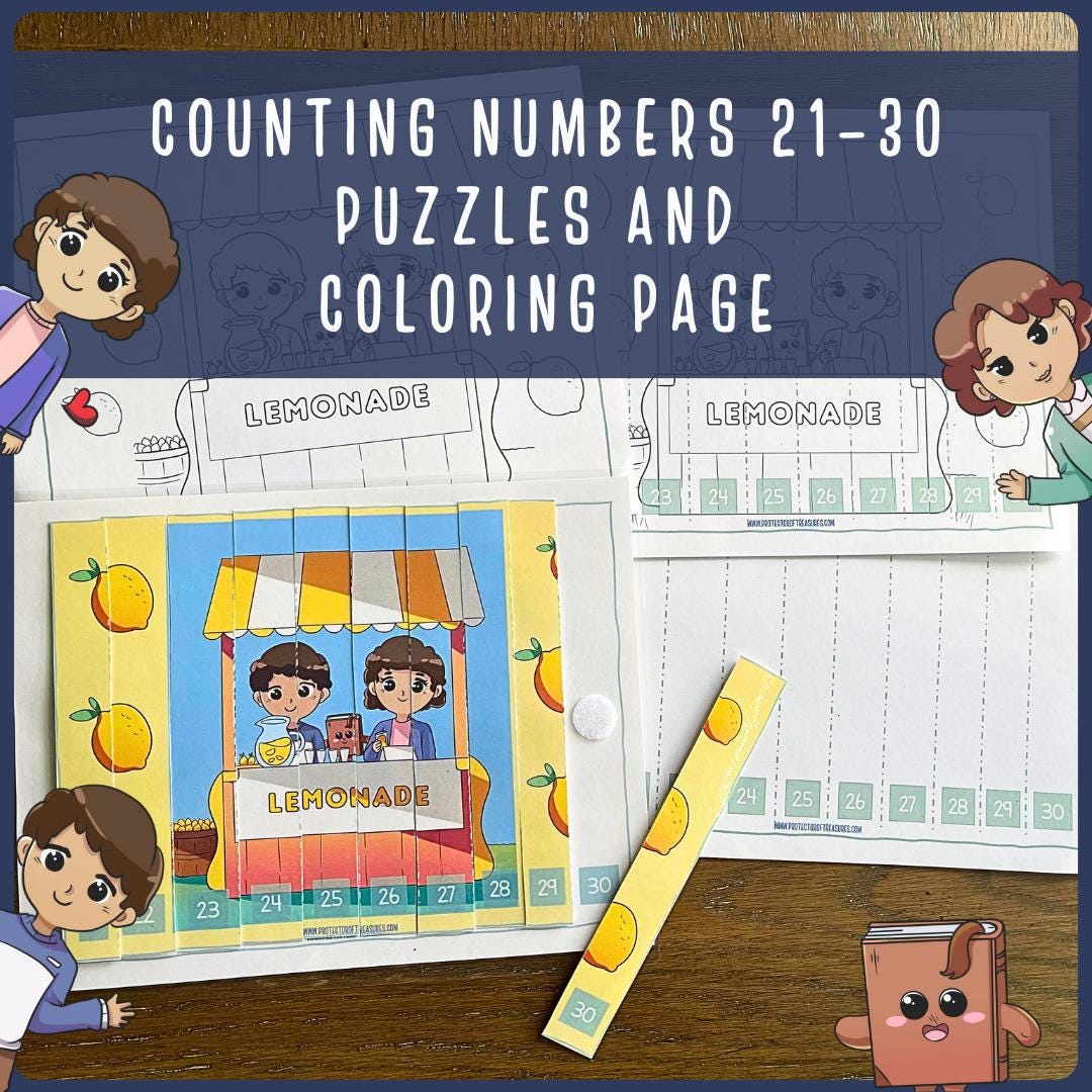 Counting Numbers 21-30 Coloring Page and Puzzles / Preschool Printables ...