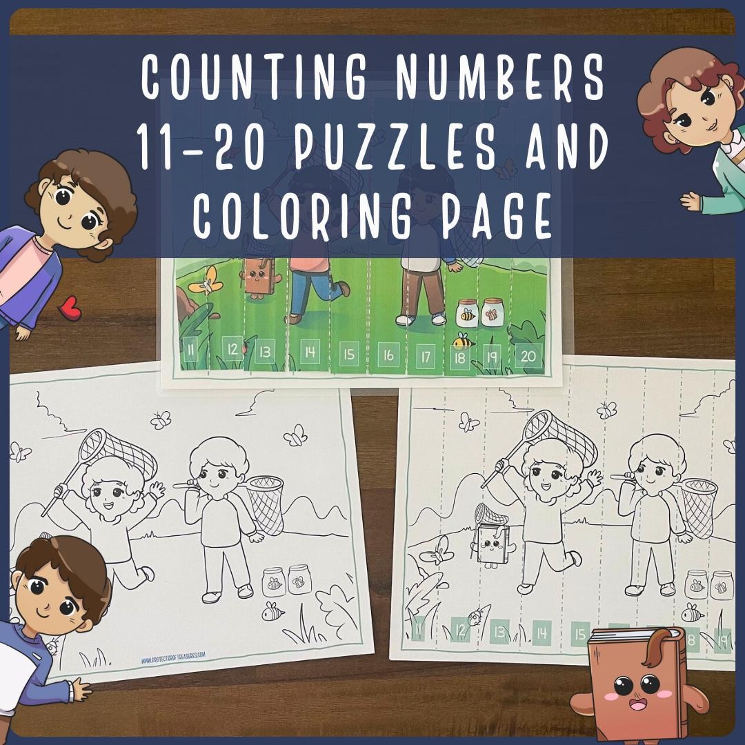 Counting Numbers 11-20 Coloring Page and Puzzles / Preschool Printables ...